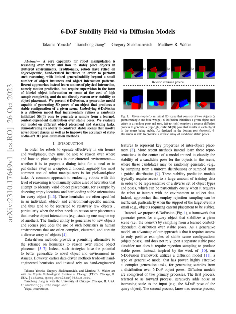 6-DoF Stability Field Via Diffusion Models | PDF