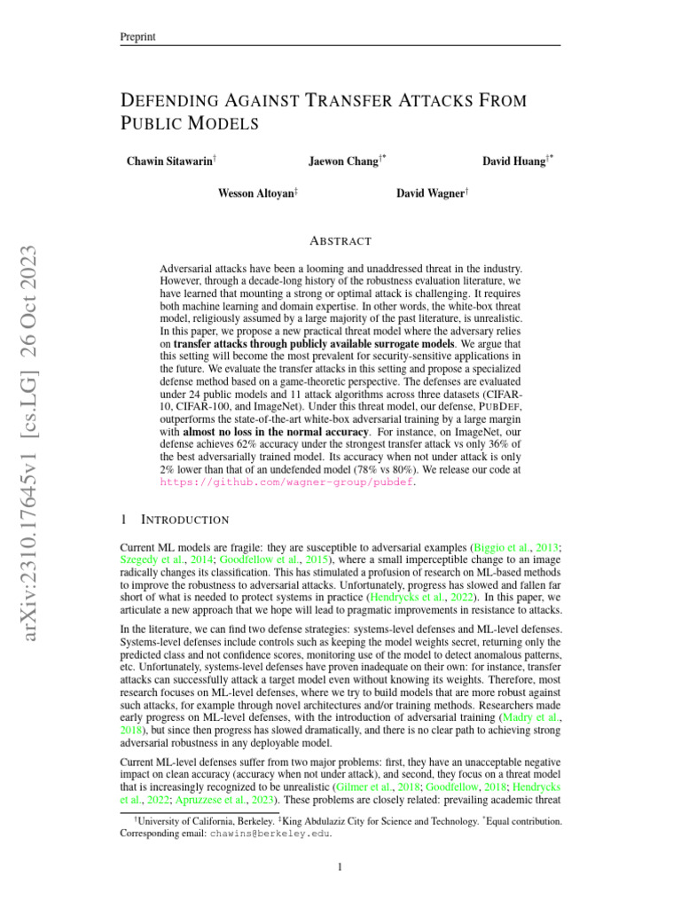 Defending Against Transfer Attacks | PDF