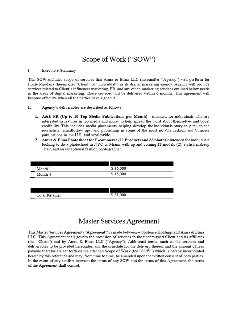 Fikile Mpofana - MSA and SOW Agreements Signed | PDF | Indemnity | Legal Liability