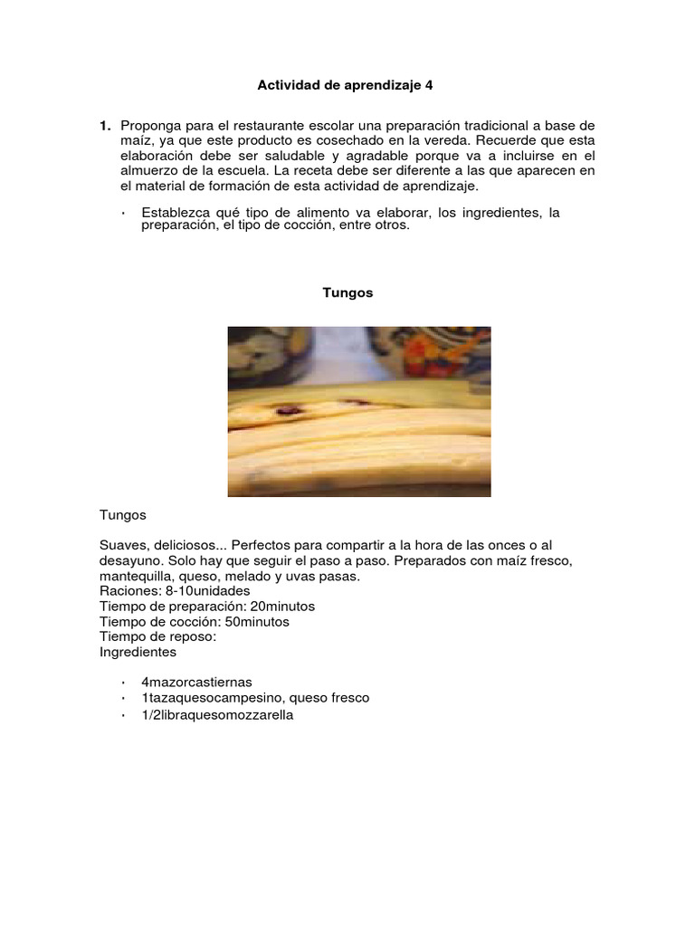 Actividad de Aprendizaje 4 | PDF | Maíz | Alimentos Actividad de Aprendizaje 4 | PDF | Maíz | Alimentos