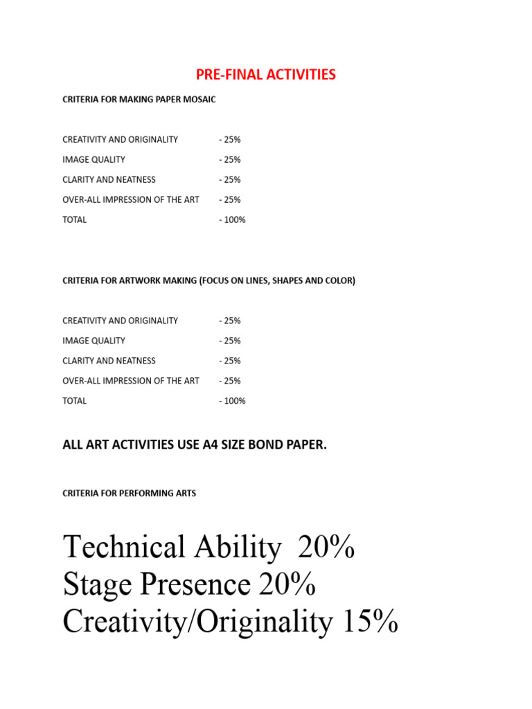 Pre Final Activities | PDF