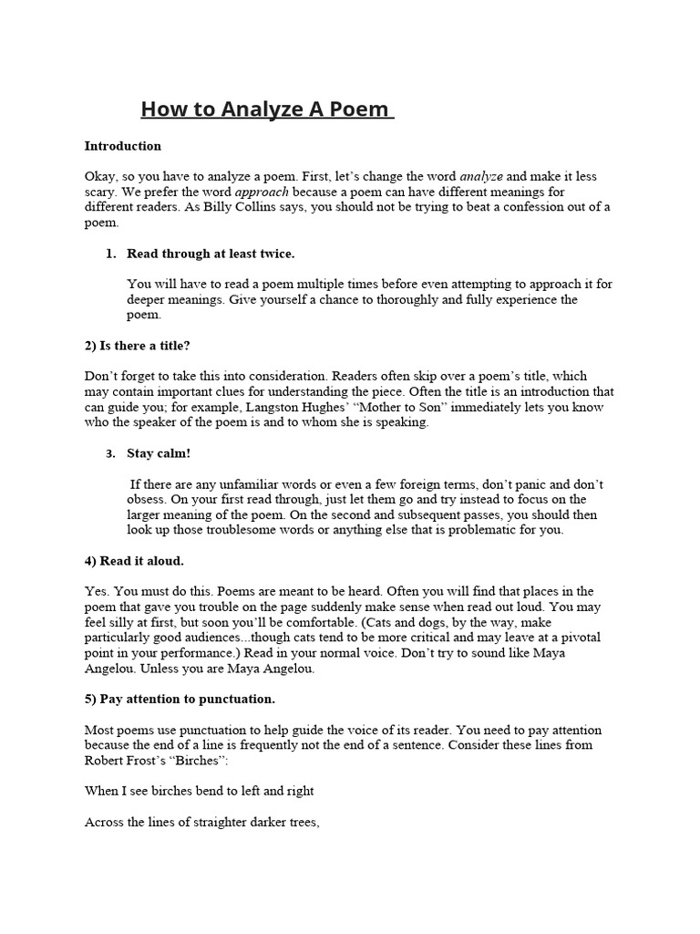 How to Approach Poem Analysis | PDF | Punctuation | Poetry