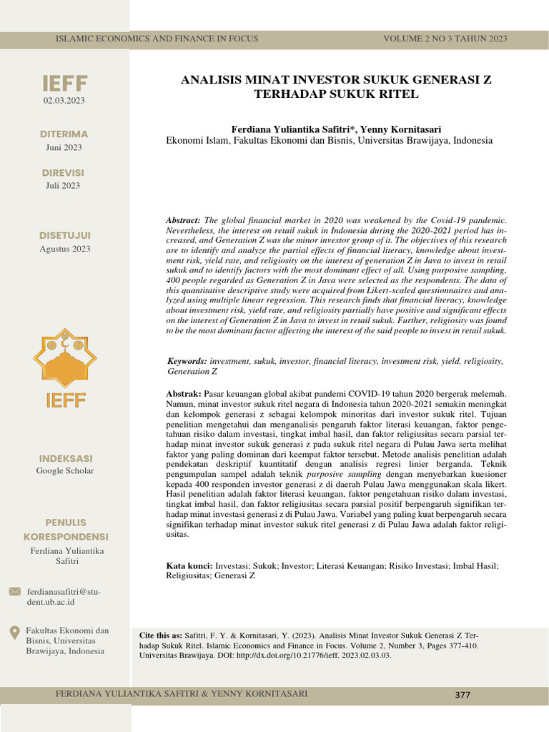 Artikel 3 Vol 2 No 3 IEFF | PDF | Money | Economies