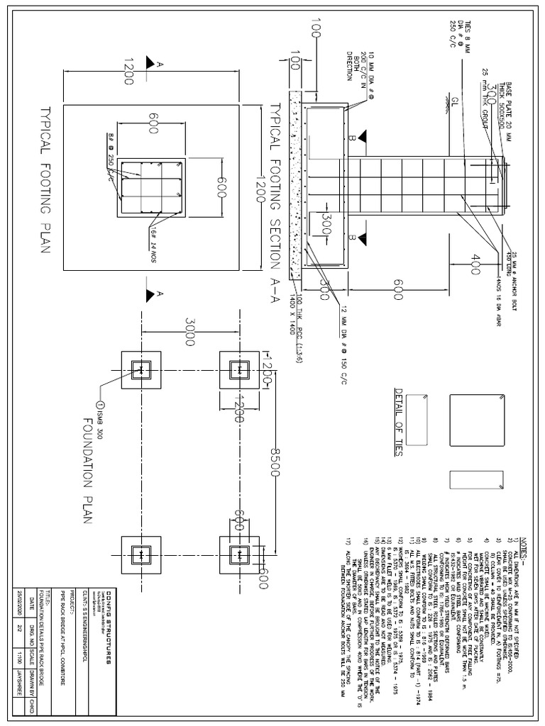 04 r1 Foundation Details Pipe Rack Bridge 8.5 M Model 1 | PDF