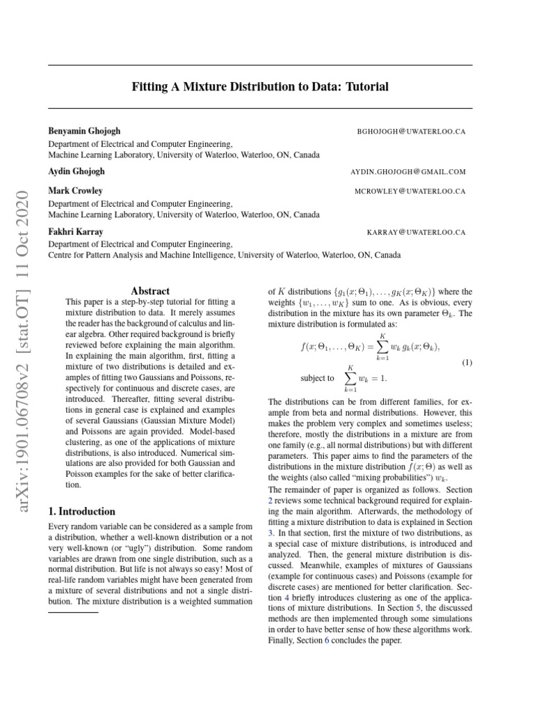 Fitting A Mixture Distribution To Data | PDF | Probability Distribution ...