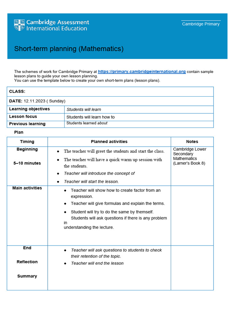 Lesson Plan Sample Paper | PDF | Teachers | Lesson Plan
