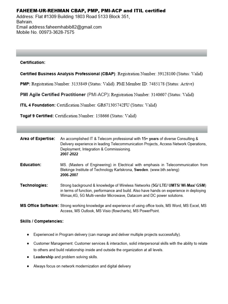 Faheem CV 2023 V2 | PDF | Wi Max | Computing