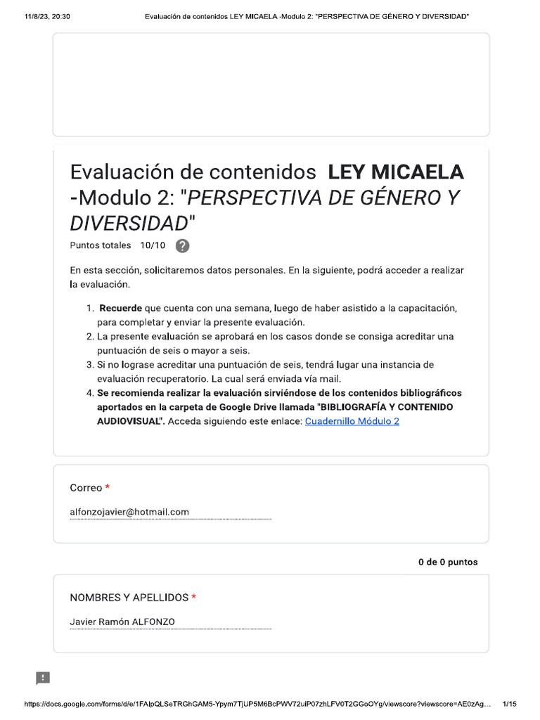 Examen Ley Micaela Modulo 2 | PDF