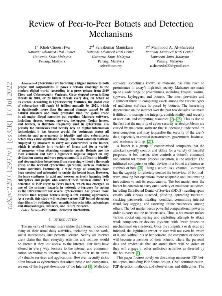 P2P Botnets: Detection Mechanisms Review | PDF | Peer To Peer | Malware