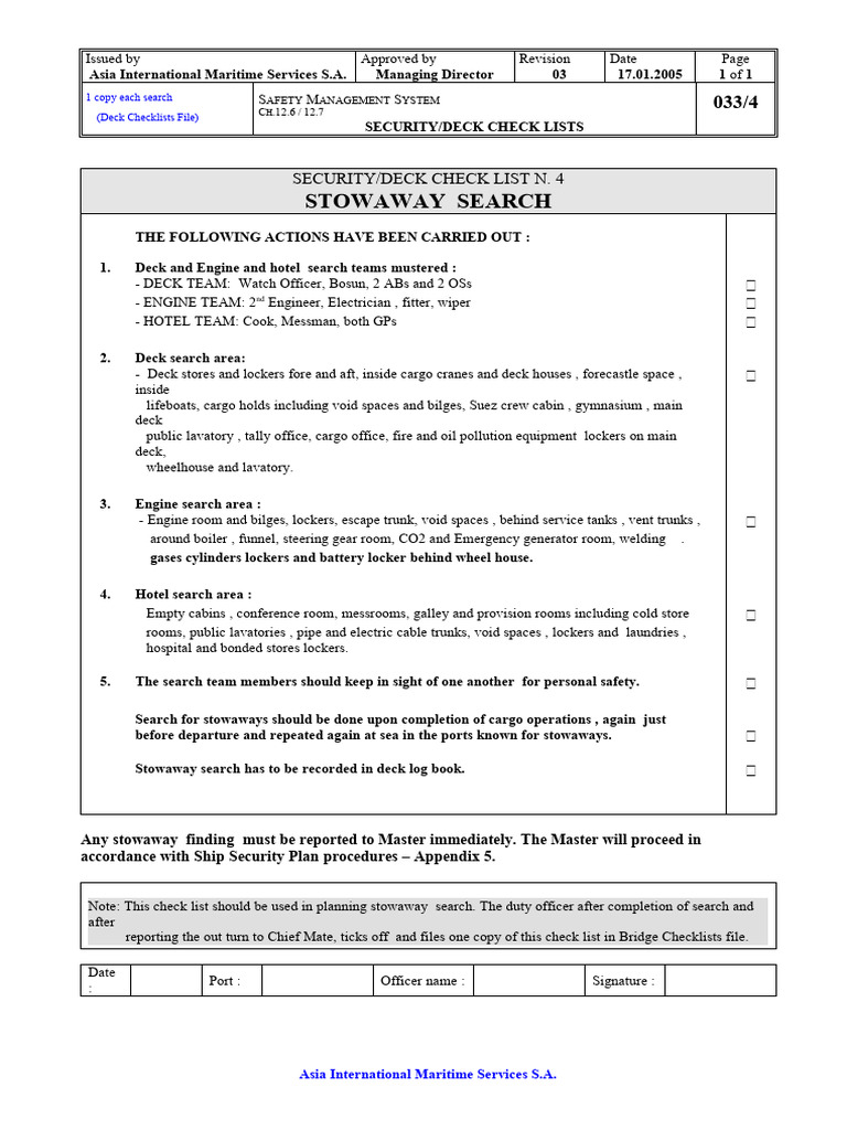 Sec-Deck Checklist 04x | PDF | Home & Garden | Technology & Engineering