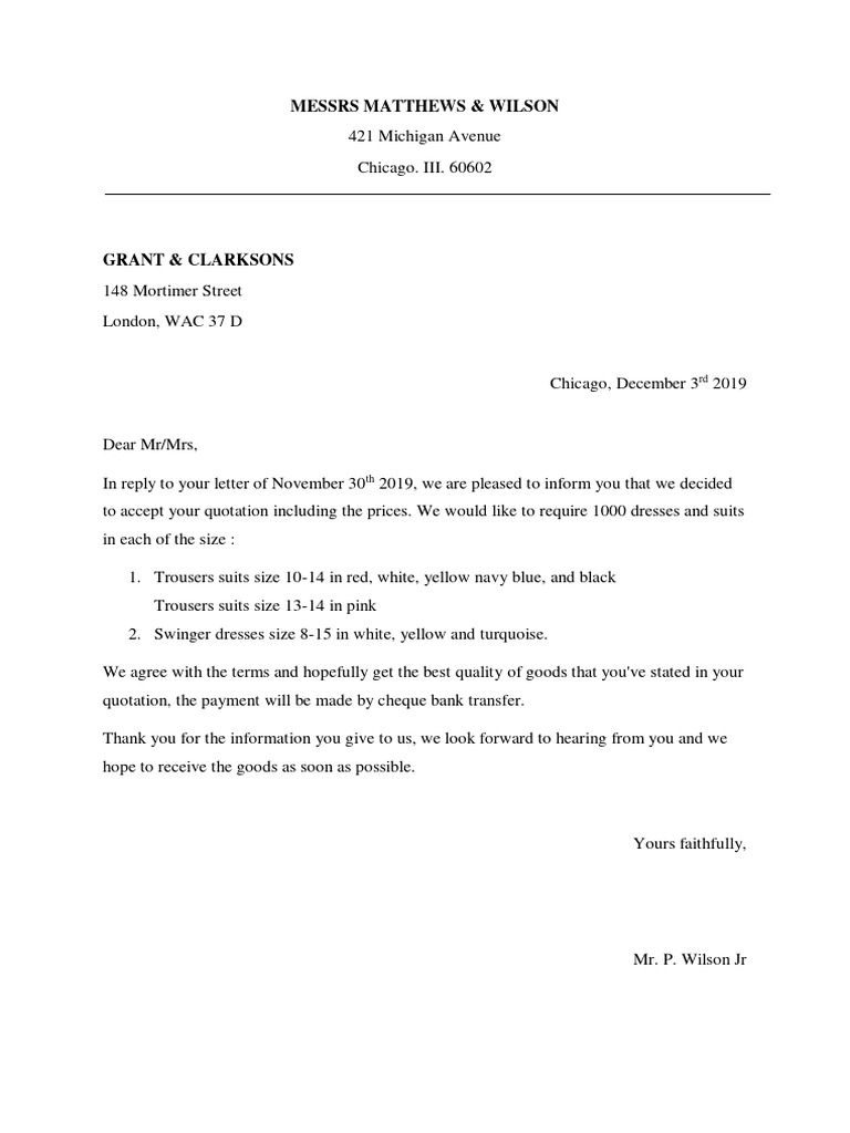 Quotation Letter Reply Pdf