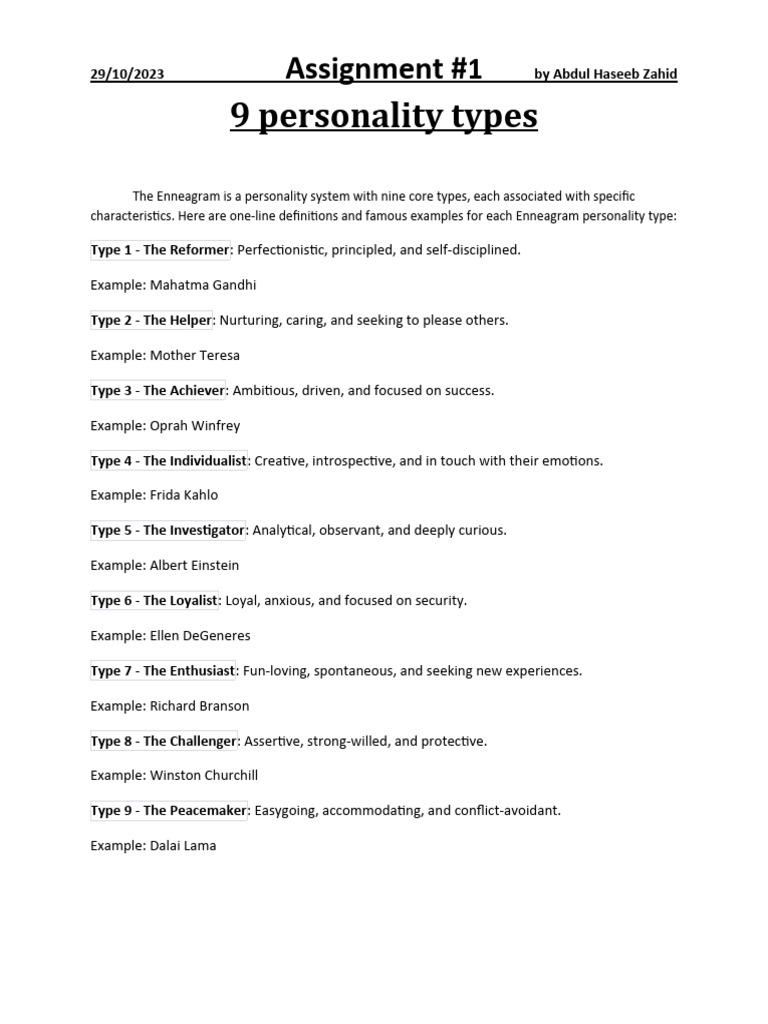 9 Personality Types | PDF