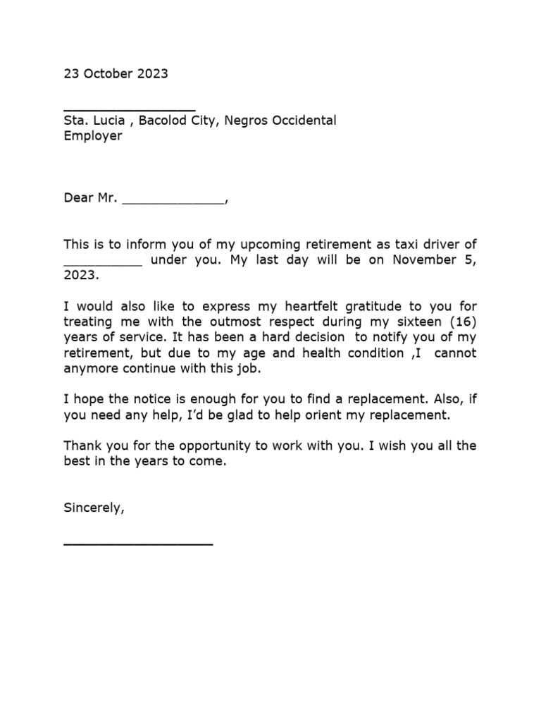 Retirement Letter 1 | PDF
