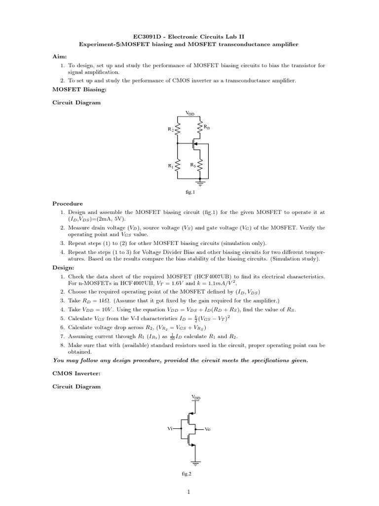 Exp 5 Mosfet Bias Transcondcutor Pdf