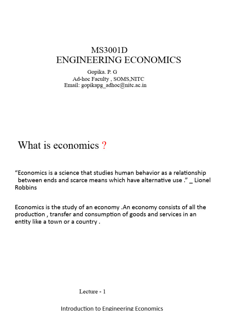 Engineering Economics | PDF | Economics | Economies