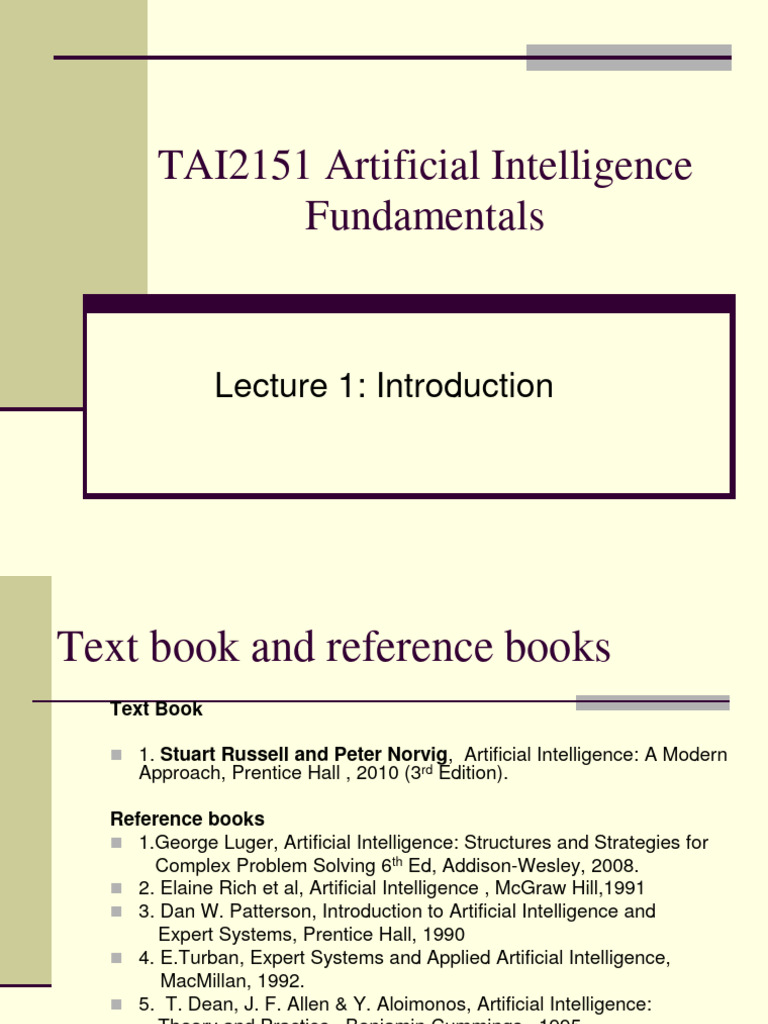 Lecture01 Introduction To Artificial Intelligence | PDF | Artificial ...