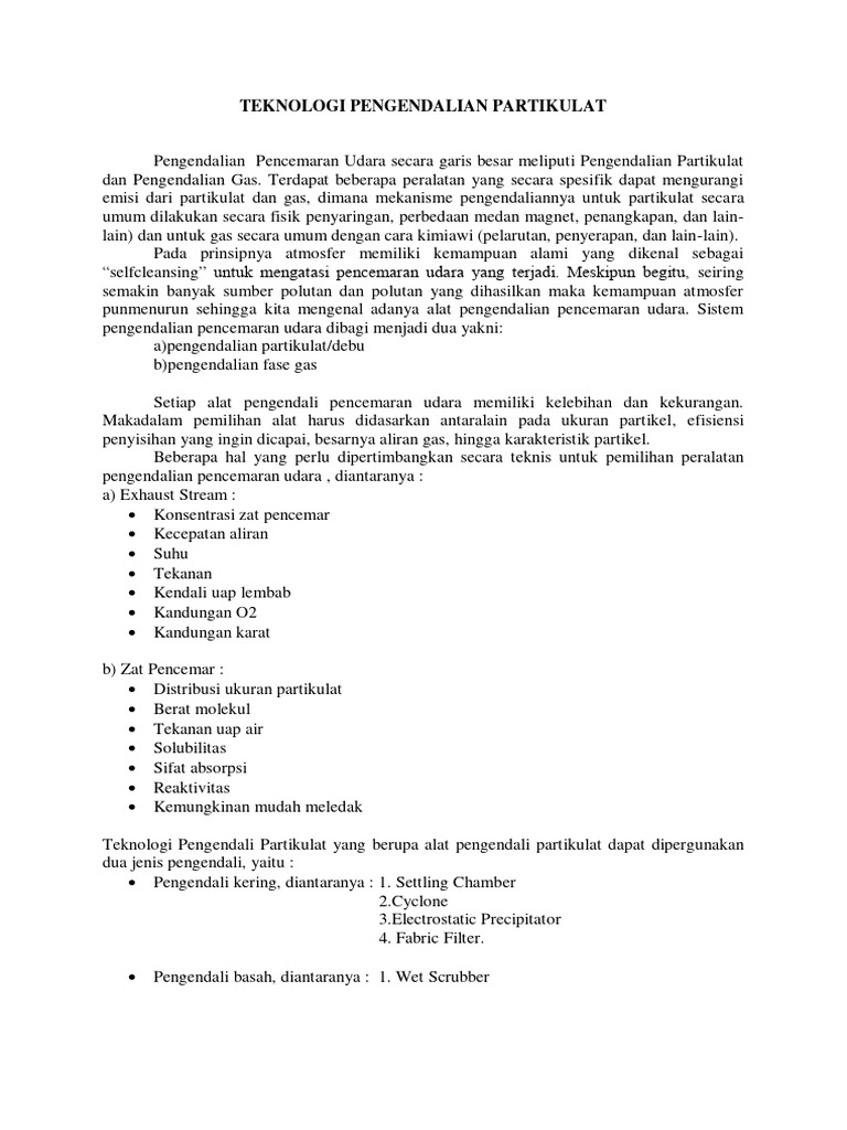 Ppu 10-Teknologi Pengendalian Partikulat | PDF
