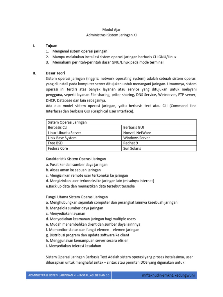 Modul Ajar 1 - Instalasi Sistem Operasi Jaringan | PDF