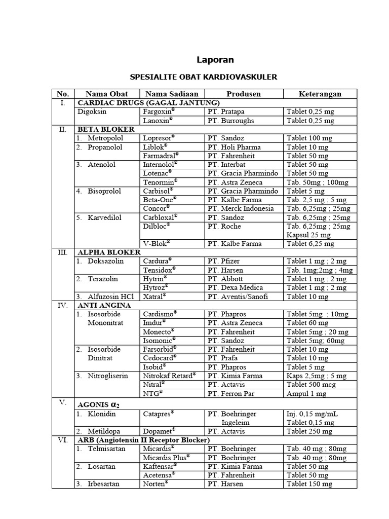 Spesialite Obat Kardiovaskuler | PDF | Hypertension | Pharmacy