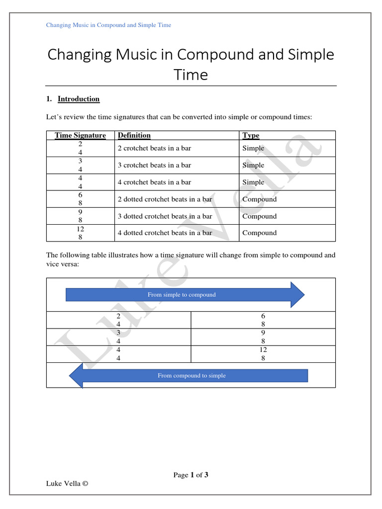 Changing Music in Compound and Simple Time | PDF