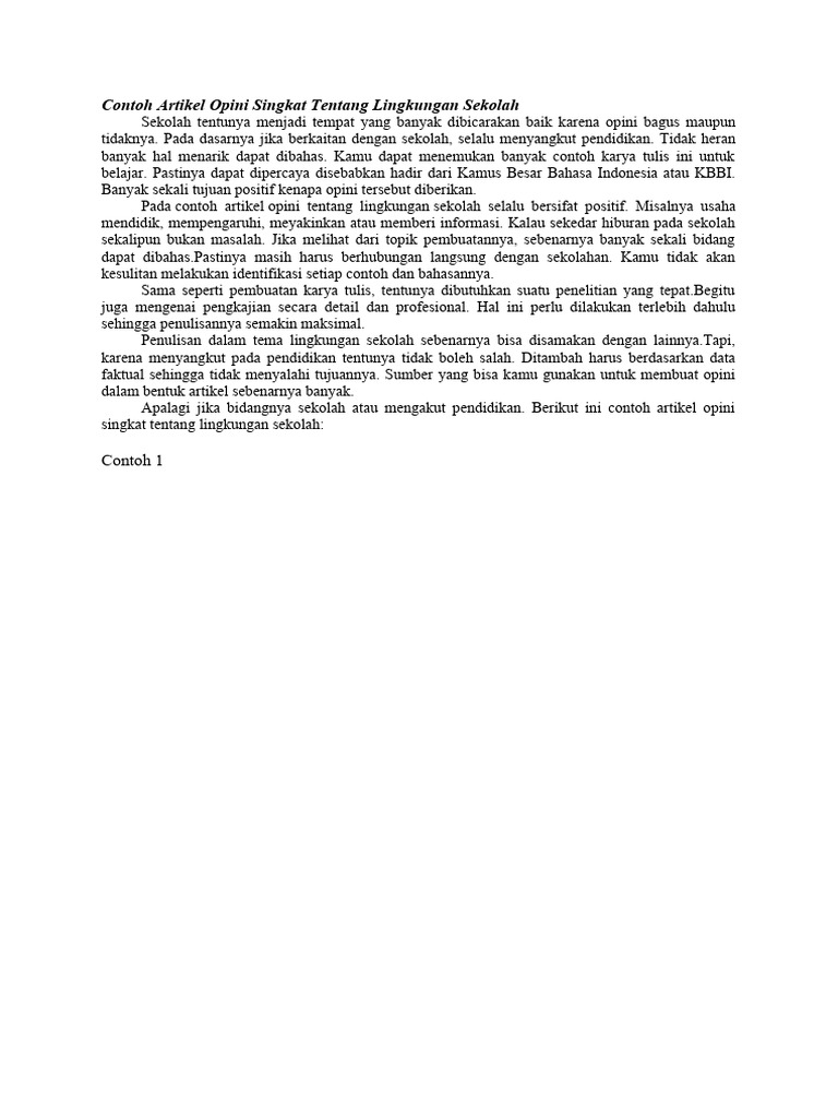Contoh Opini Lingkungan Sekolah | PDF