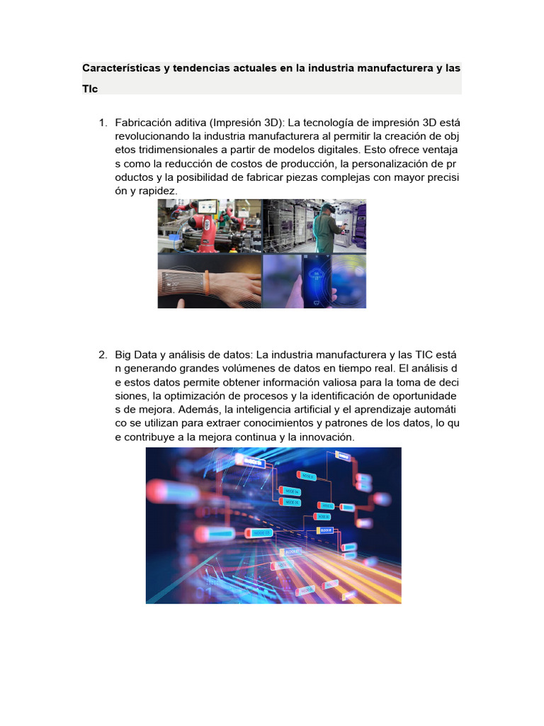 Características y Tendencias Actuales en La Indust | PDF