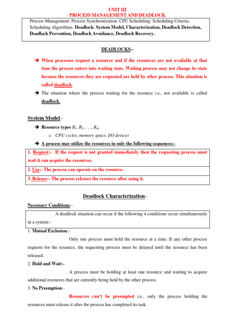 Unit-3 Os Deadlock | PDF | Process (Computing) | Computer Programming