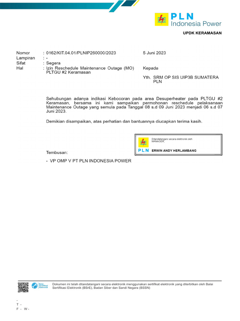 Dokumen PLNIP260 SK 6568794 Signed | PDF