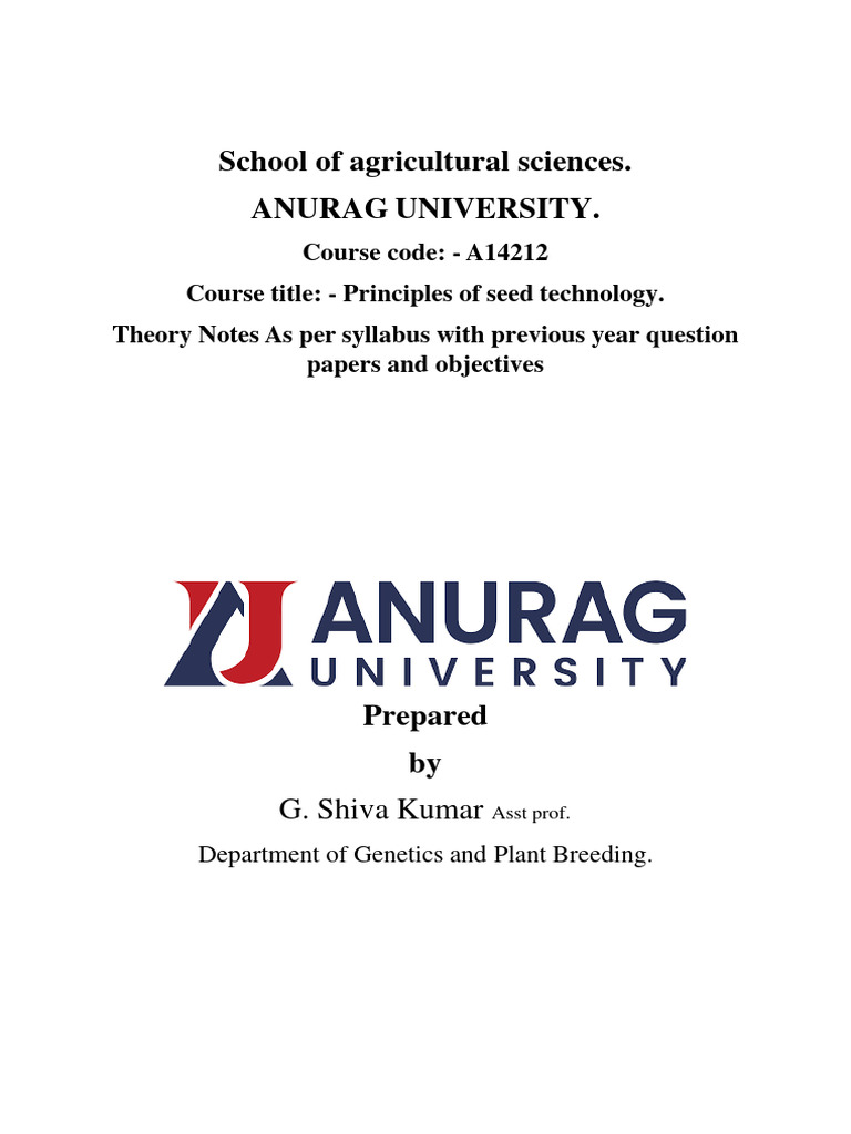Seed Technology 312 | PDF | Plant Breeding | Seed