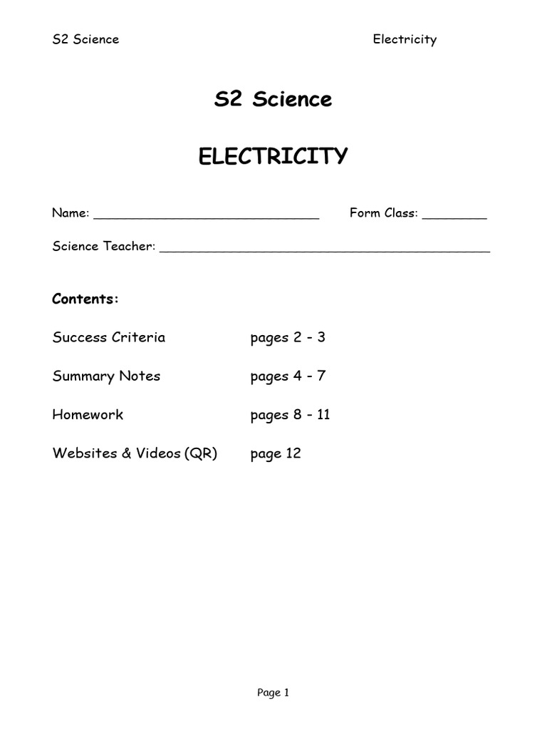 (292164) 02 Electricity - Booklet | PDF
