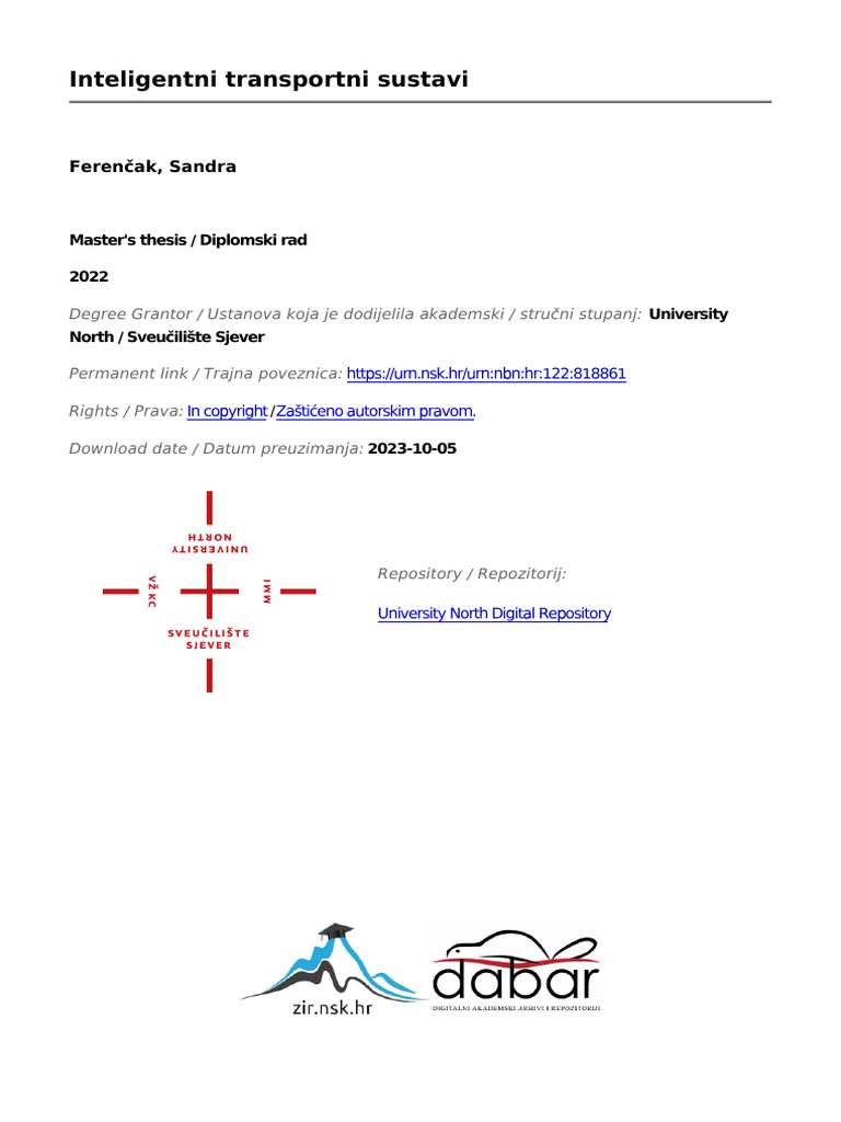 Inteligentni Transportni Sustavi 2 2 | PDF