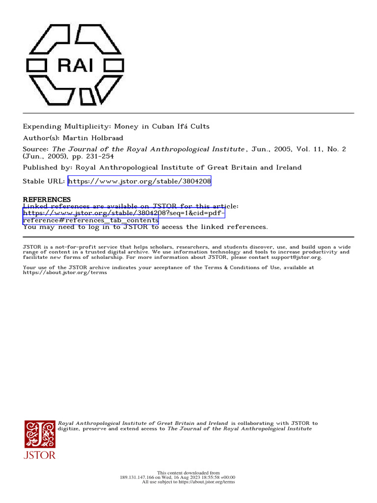 Holbraad, Martin. Expending Multiplicity. | PDF | Money | Santería