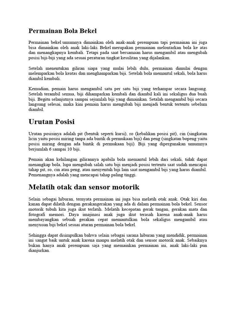 Permainan Bola Bekel | PDF