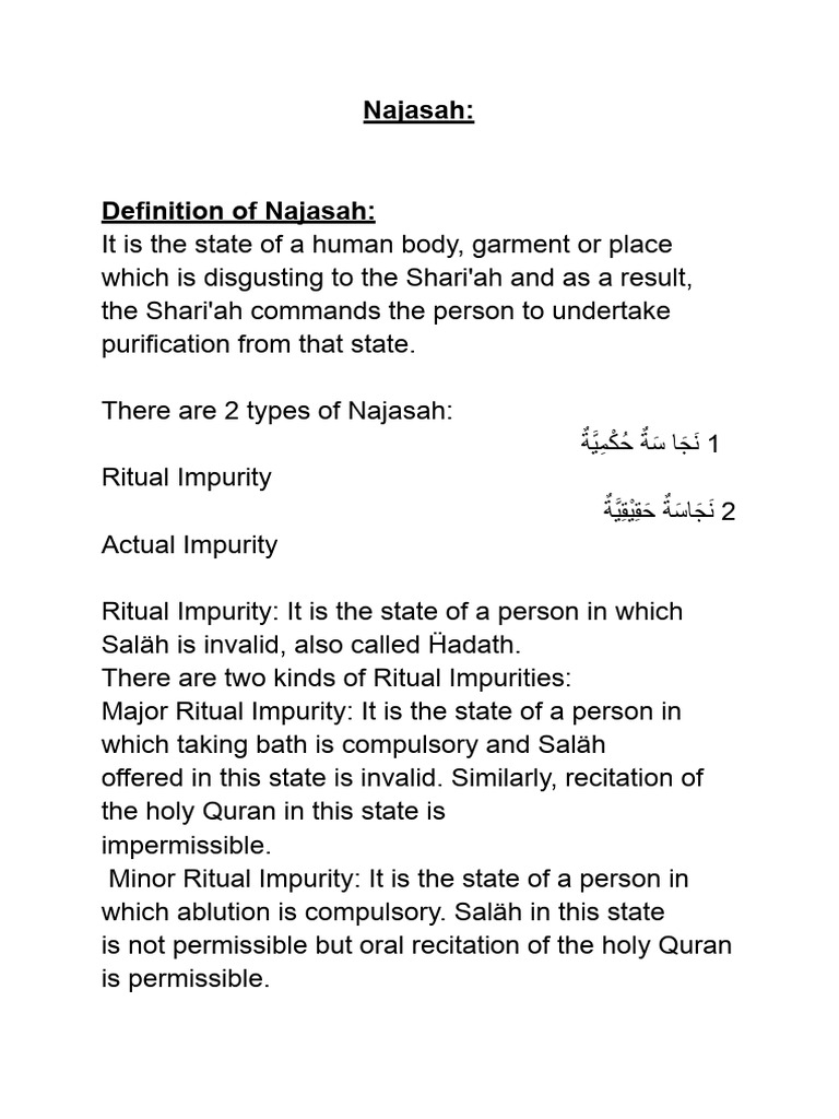 Understanding Najasah in Islam | PDF | Law | Religion & Spirituality