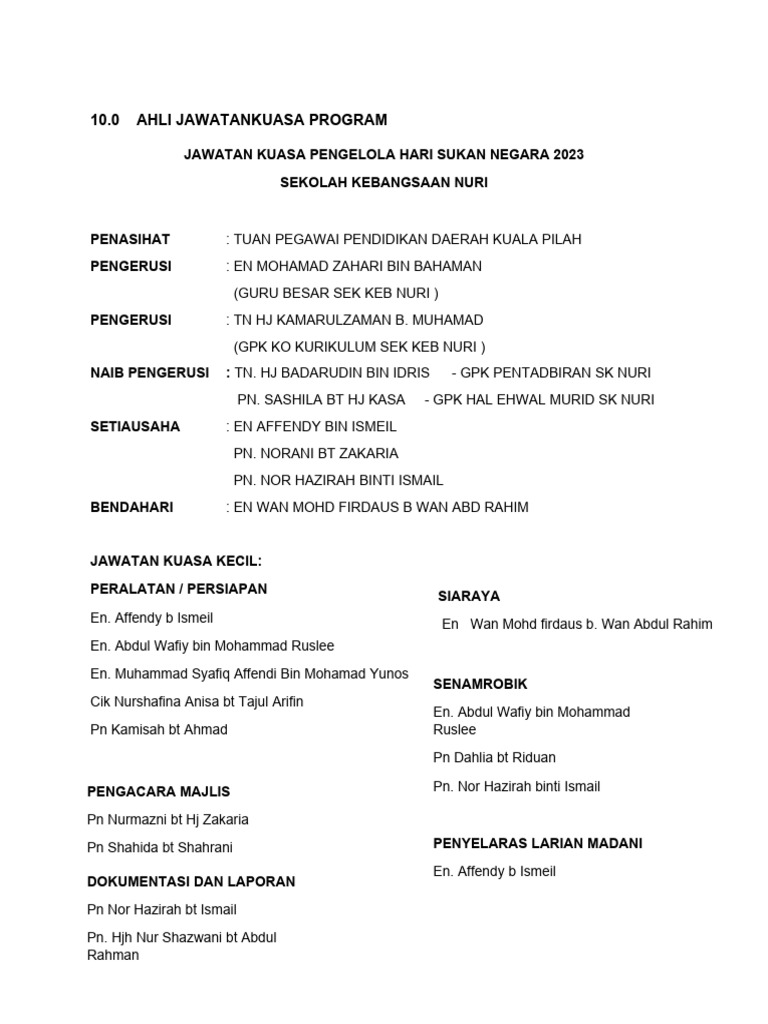Jawatankuasa Hari Sukan Negara | PDF