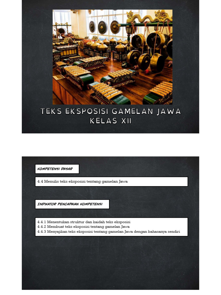 Teks Eksposisi Gamelan Jawa | PDF | Kajian Bahasa Asing | Seni
