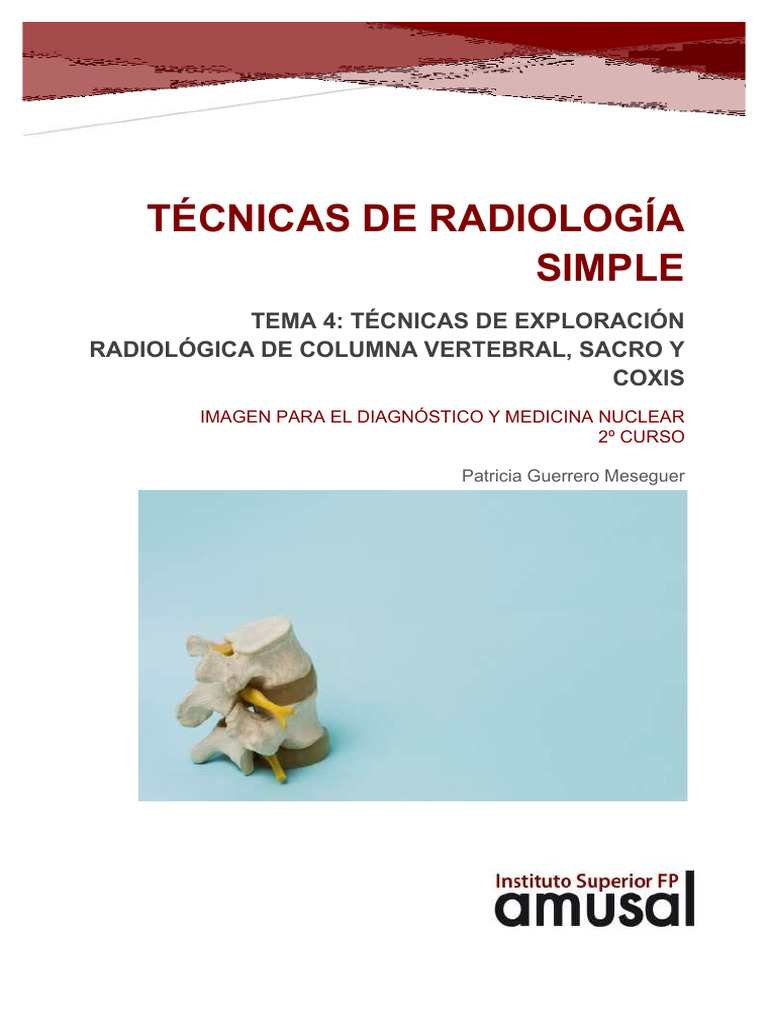 Tema 4 Técnicas Exploración C. Vertebral, Sacro y Coxis Plantilla | PDF