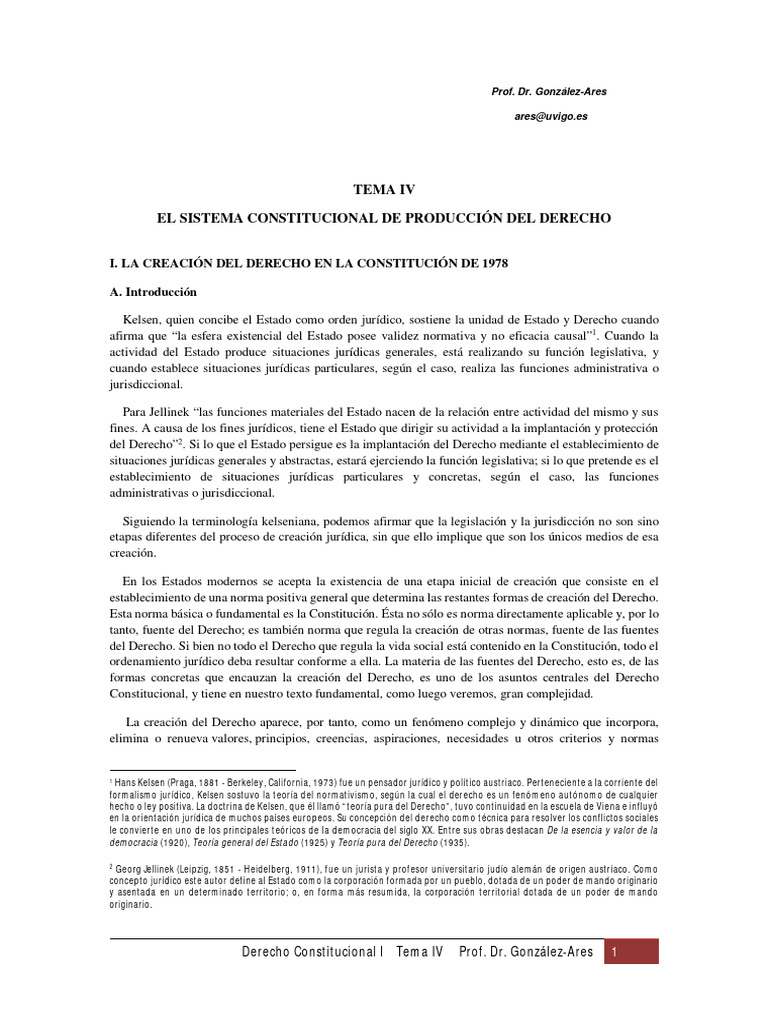 Derecho Constitucional I Tema Iv. Curso 2020-2021 | PDF