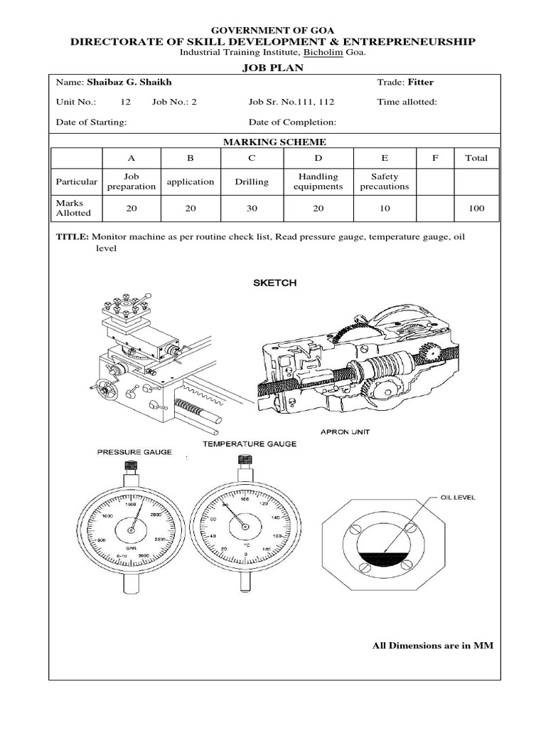 Job Plan 111, 112 | PDF | Drilling | Machines