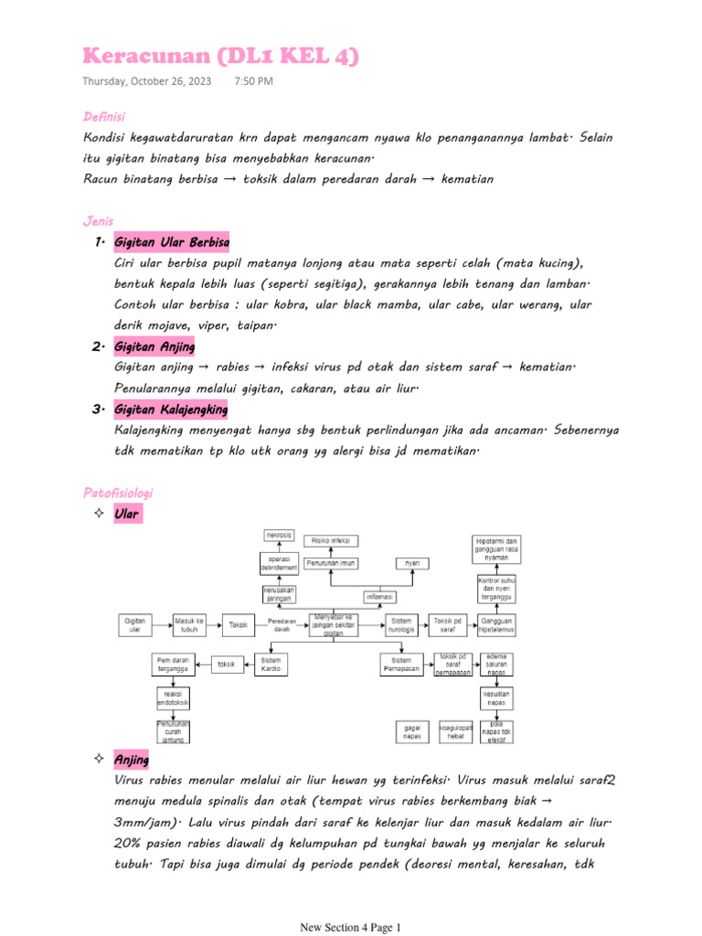Catatan Keracunan (DL1 KEL 4) | PDF