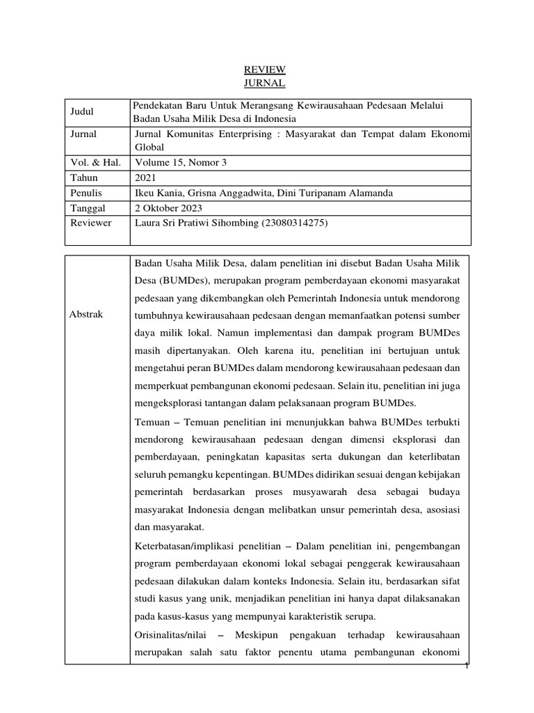 Review Jurnal 3 | PDF | Ilmu Sosial