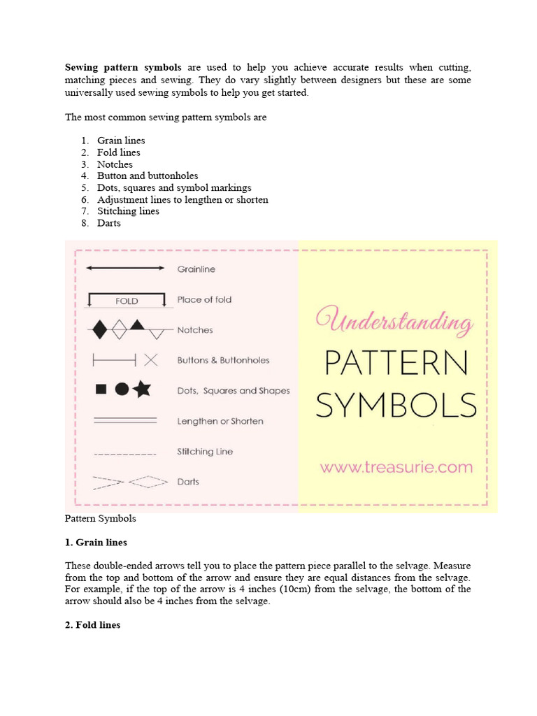 Sewing Pattern Symbols Are Used To Help You Achieve Accurate Results ...