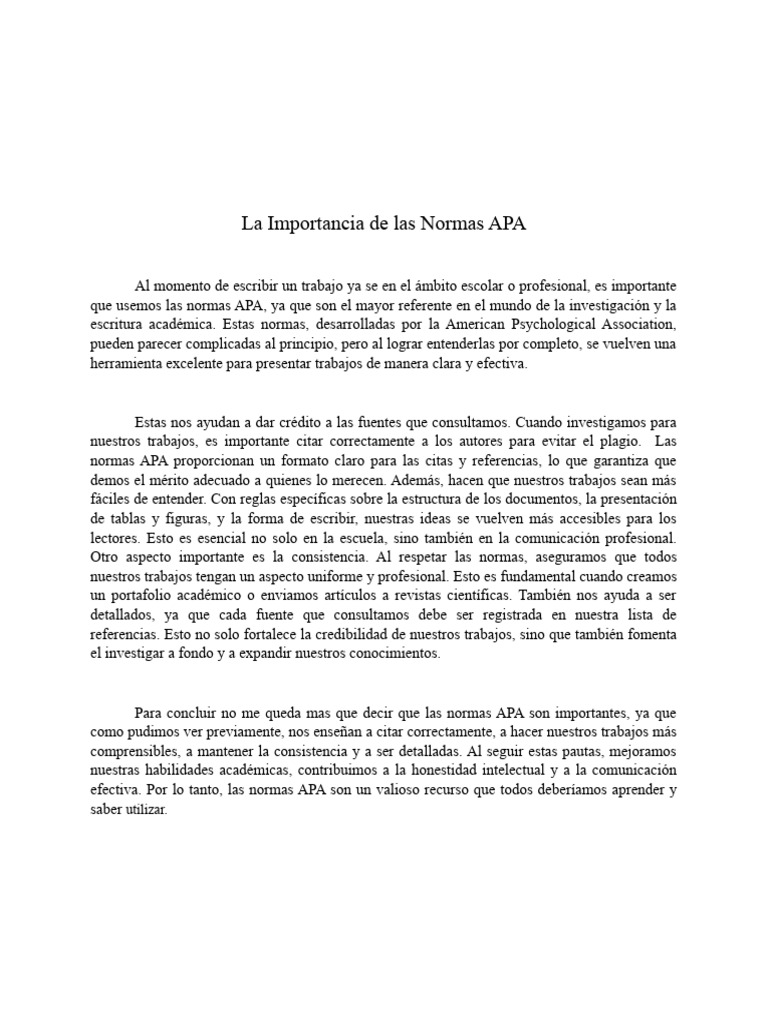 Ensayo Sobre Las Normas APA | PDF | Crecimiento personal y profesional | Negocios