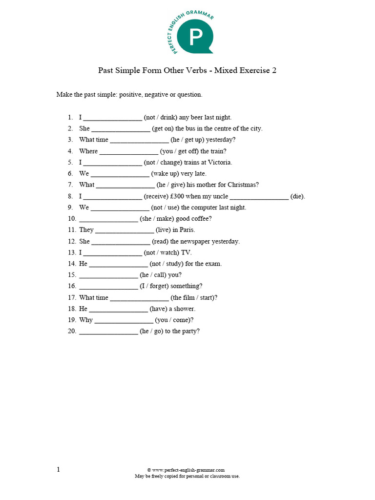 Past Simple Mixed | PDF