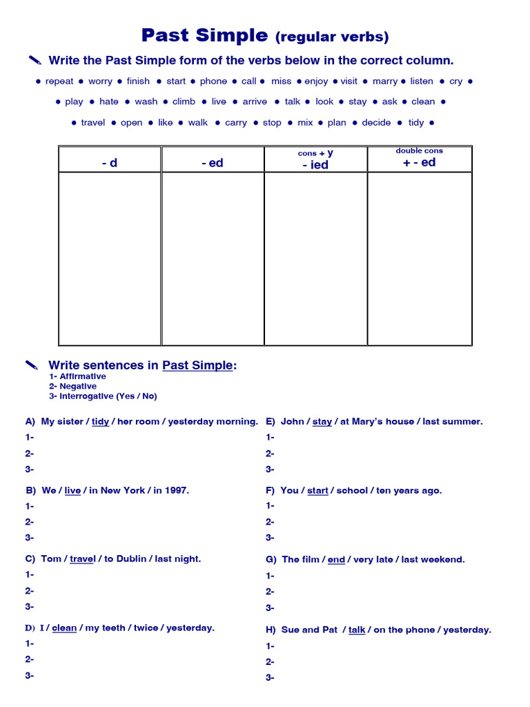 Past Simples Exercises | PDF
