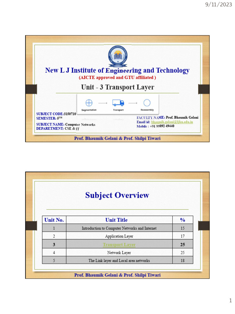 Unit 3 Transport Layer Pdf Transmission Control Protocol Port