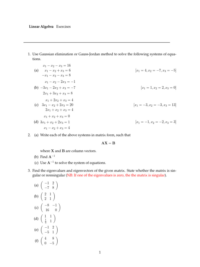 Linear Algebra | PDF | Matrix (Mathematics) | Eigenvalues And Eigenvectors Linear Algebra | PDF | Matrix (Mathematics) | Eigenvalues And Eigenvectors