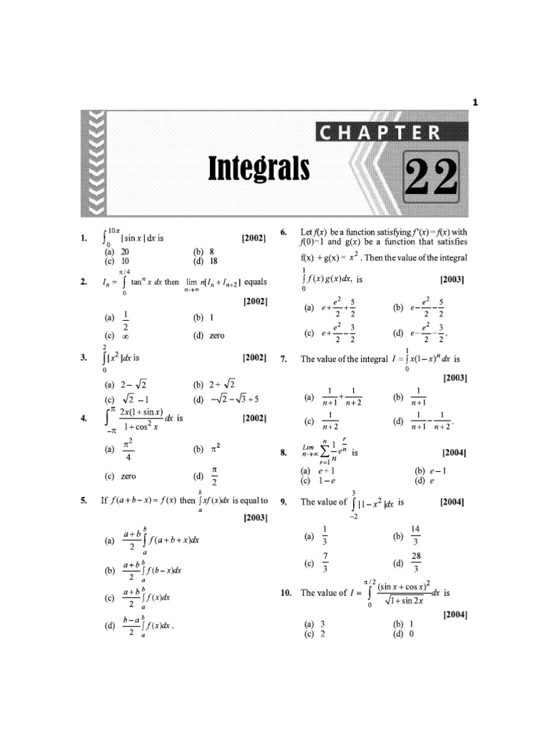 Homework Integrals For JEE Mentoring | PDF