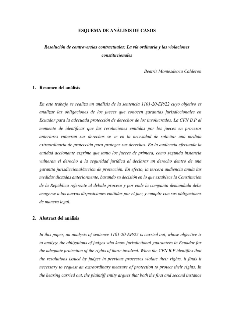Ficha Análisis de Casos | Descargar gratis PDF | Sentencia (ley) | Debido al proceso