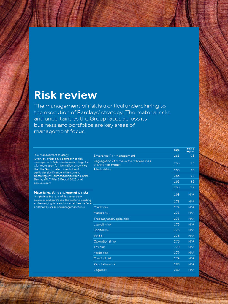 Barclays Risk Management Overview | PDF | Cost Of Living | Financial Risk